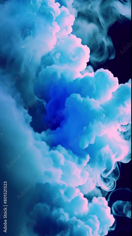 Vertical Blue smoke abstract background effect. 4K dancing smoke ...