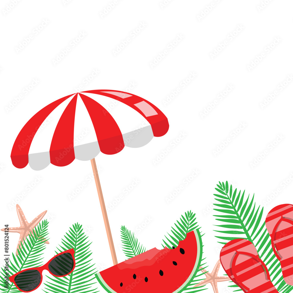 Vector summer time frame or banner template design on white background ...