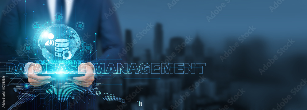 Database management technology, Businessman using of database ...