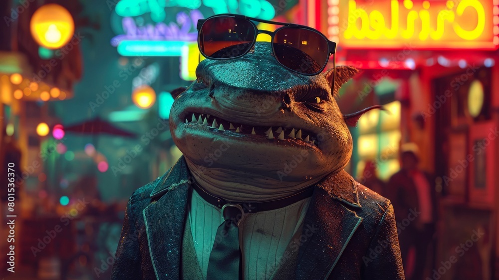 Sleek shark navigates city currents with tailored finesse, embodying ...