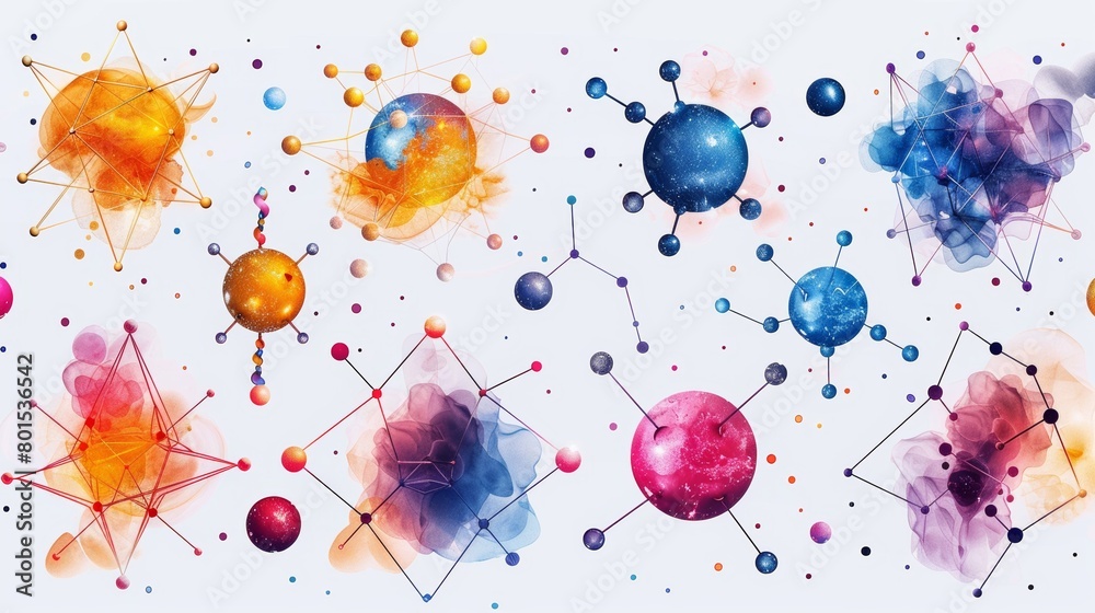 Connected Molecules Chemistry Particle And Color Molecular Structure Biology Connecting Logos