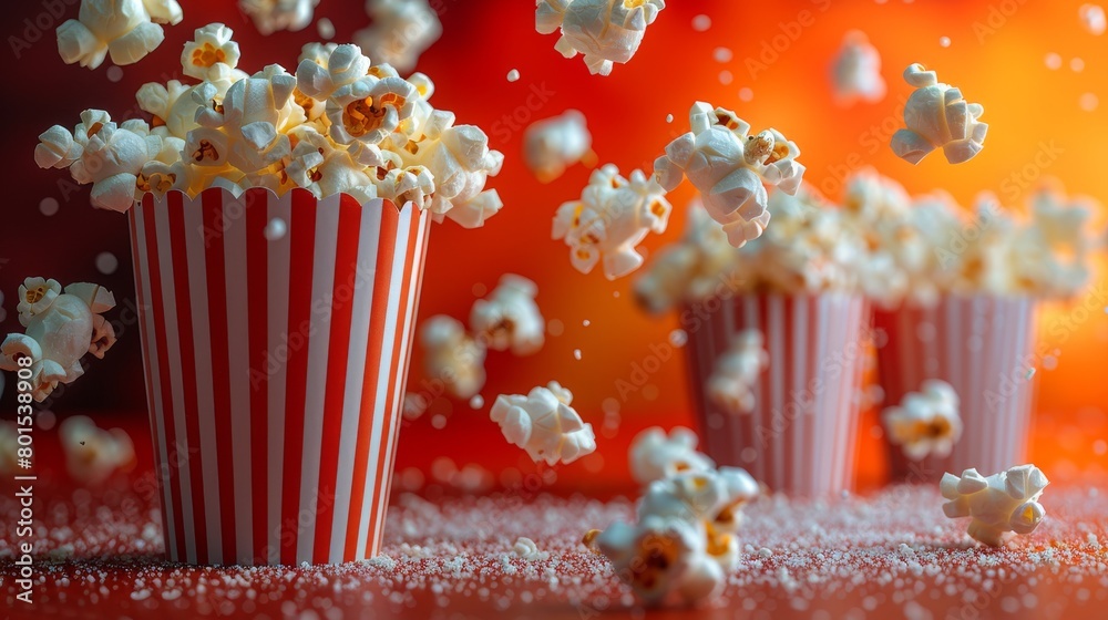 A vintage popcorn ad poster with striped buckets and grains. Sweet or ...