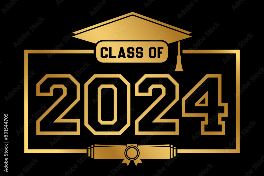 Hand drawn text illustration for class of 2024 graduation class of 2024 ...