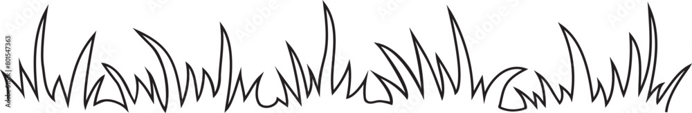 Grass doodle linear icon, meadow sketch, bush hand draw, cartoon garden ...