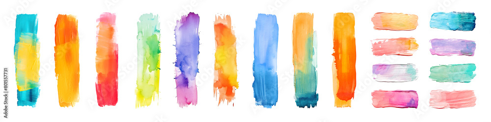 Set bundle of Vibrant color watercolor paint brush stroke textures PNG ...