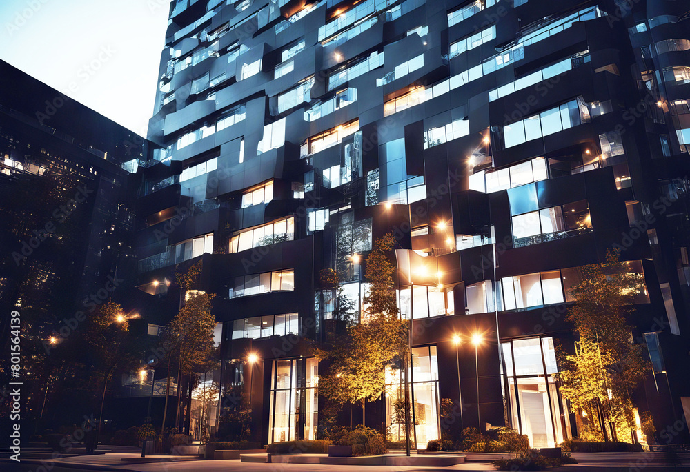 'building office modern fire Big emergency danger burning smoke exit ...