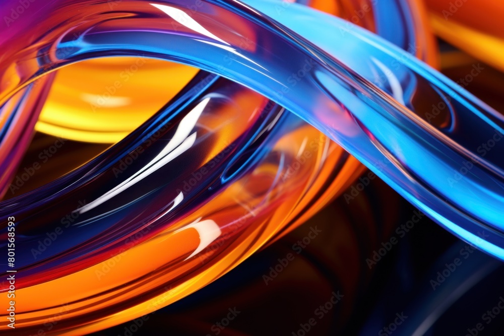 Neon curved acrylic object with vibrant neon accents and colorful ...