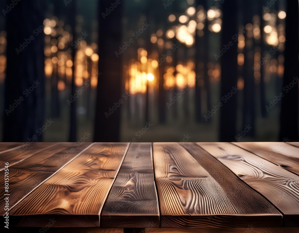 Elegant Wooden Table with Textured Surface and Abstract Blurred ...