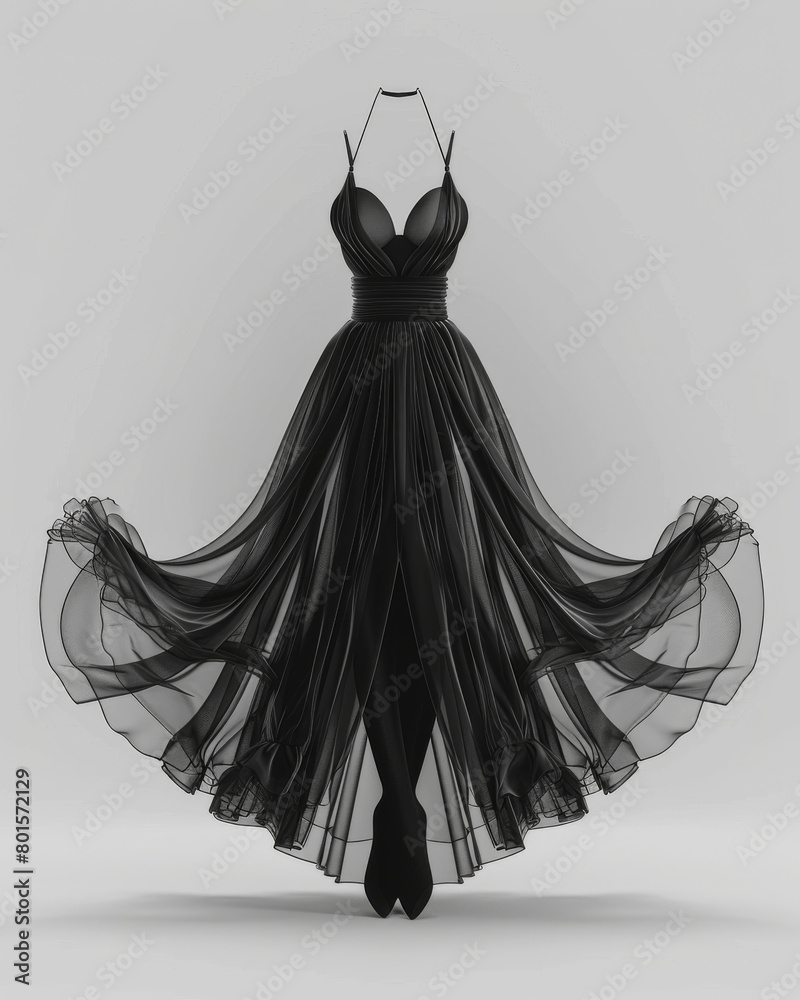 Beautiful luxury women's dress, front view ad mockup, isolated on a ...
