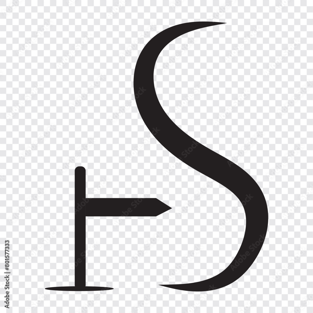 Route icon between two points with dotted path and location pin ...