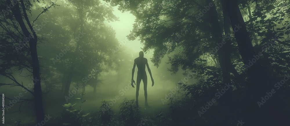 Tall, strange and scary human silhouette. A human-like monster in the ...