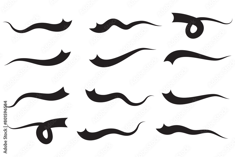 Set of Swoosh vector. Hand drawn swoosh elements, and swoop underline ...
