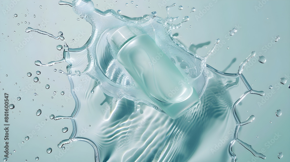 simple transparent packaging mockup with micellar water, on a simple ...