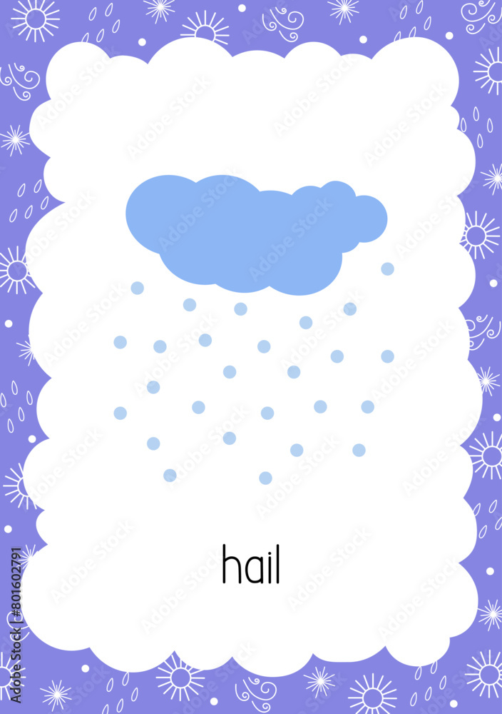 Weather flash card Hail topical vocabulary learning printable ...