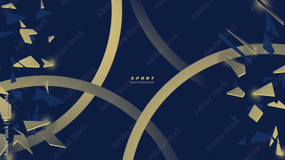 Abstract futuristic geometric gold and dark blue background with circle ...