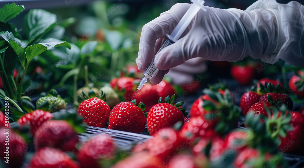 Harvesting the fruits of innovation. A person in white gloves carefully ...