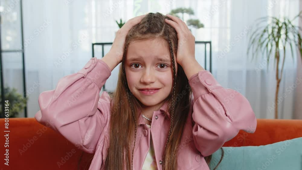 Young girl child feeling hopelessness and loneliness, nervous breakdown ...