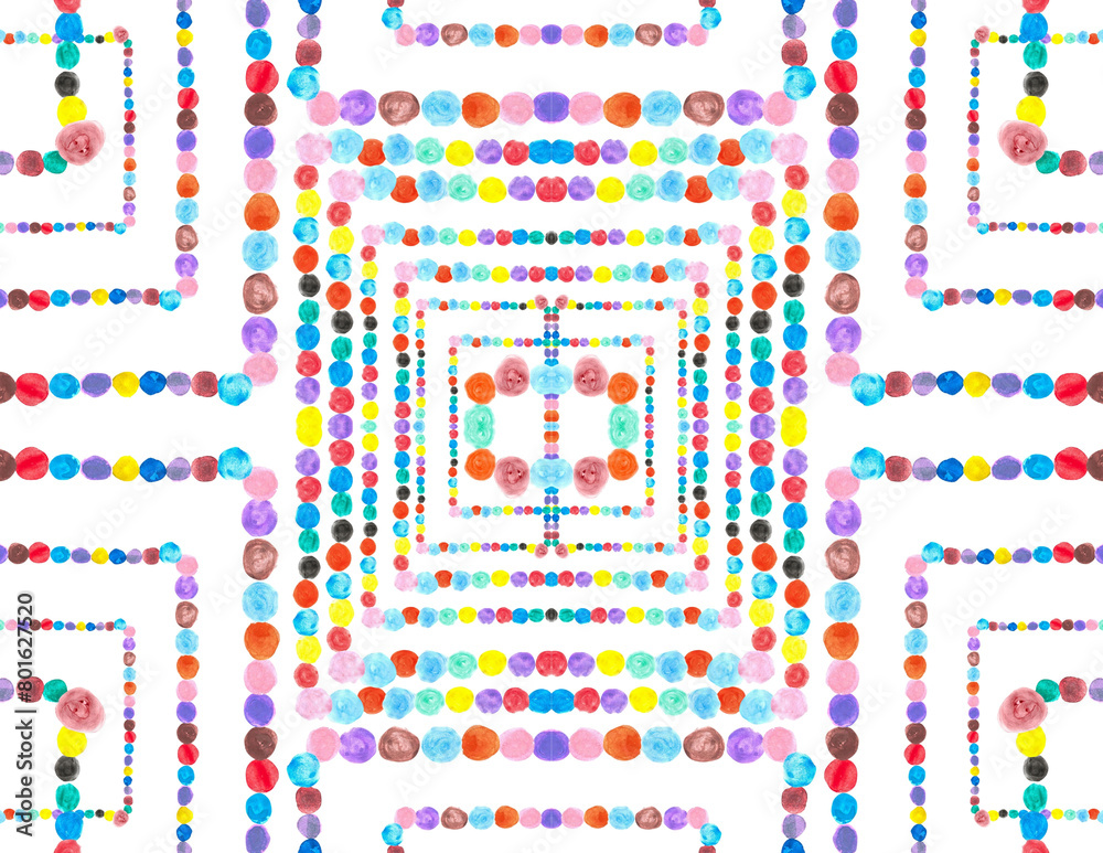 Colorful paint dots on white background. Hand painted colorful frame ...