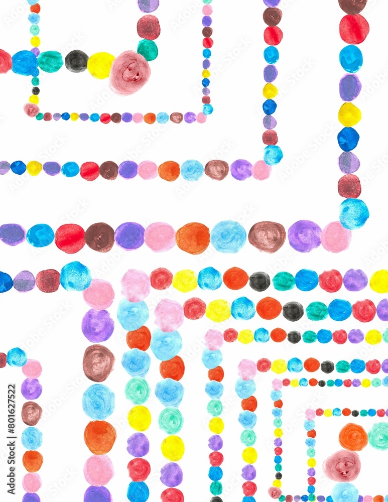 Colorful paint dots on white background. Hand painted colorful frame ...