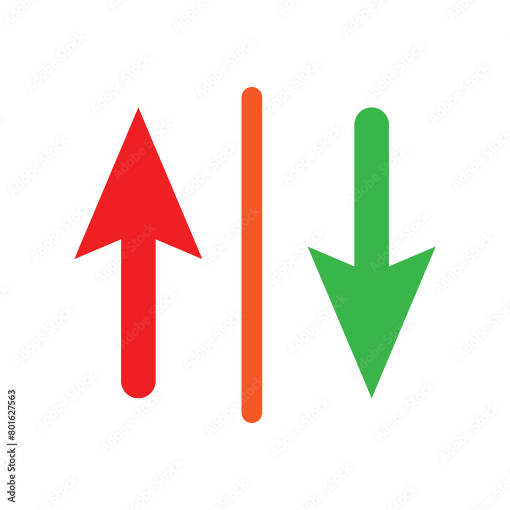 Realistic up and down arrow icon. red Up and green Down Arrow Icons ...