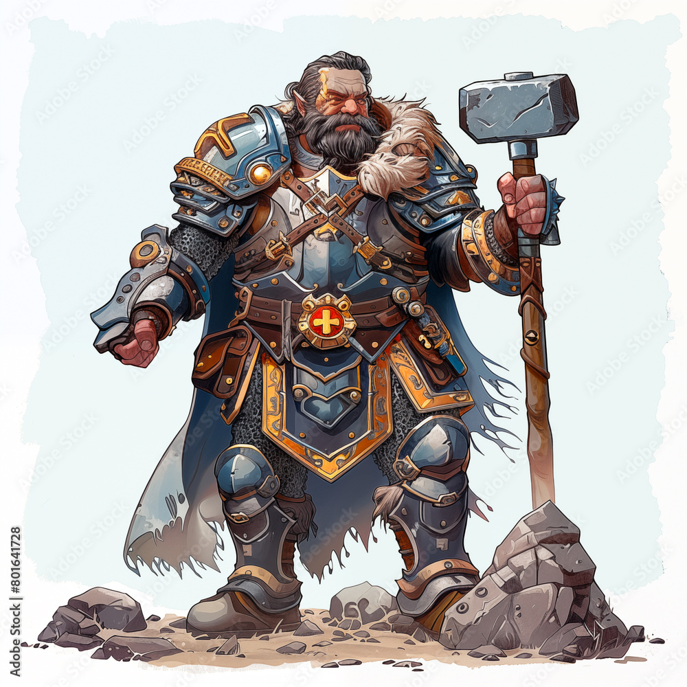 dwarf in full armor holding weapon Stock Illustration | Adobe Stock