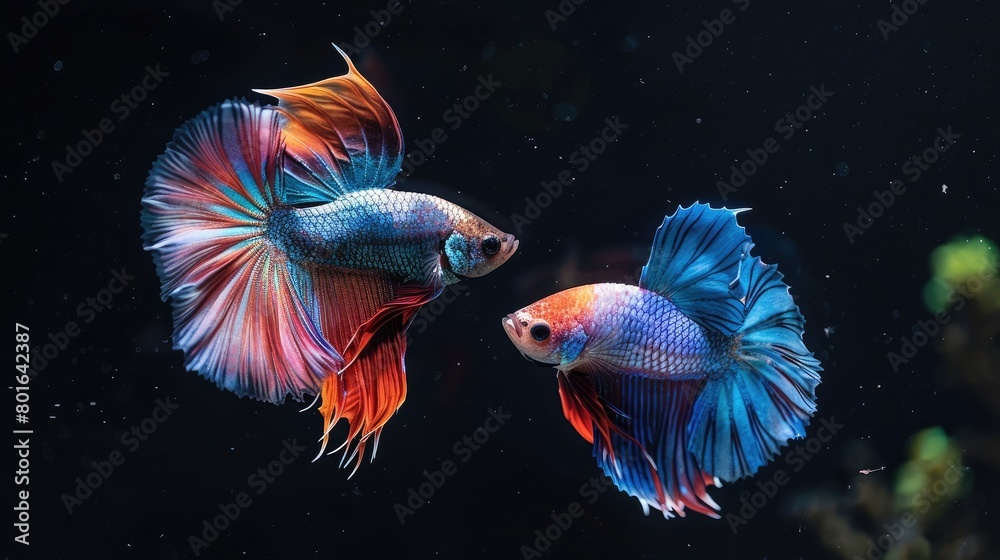Multi color Siamese battling fish(Rosetail-Halfmoon),fighting fish ...