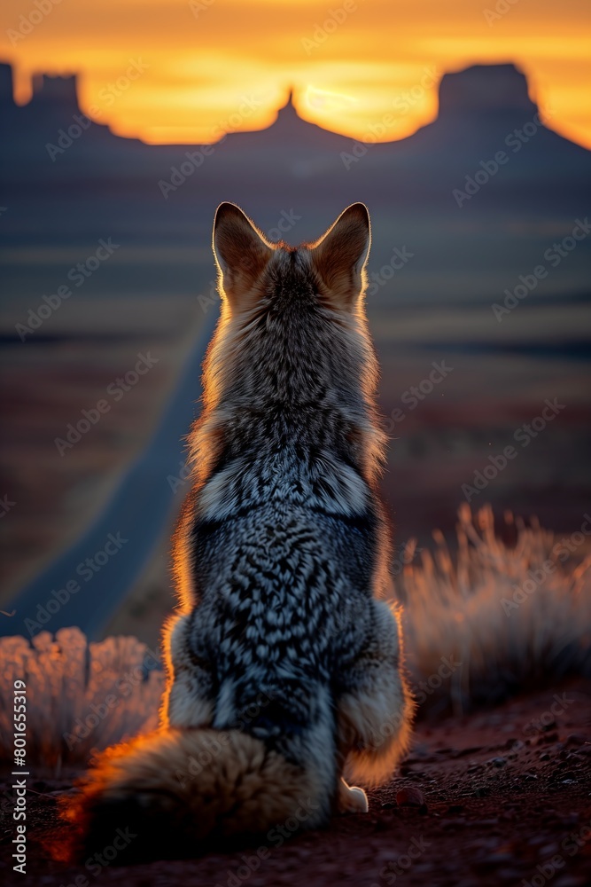 kitty cat kitten sitting ground looking sunset wolf desert wasteland ...