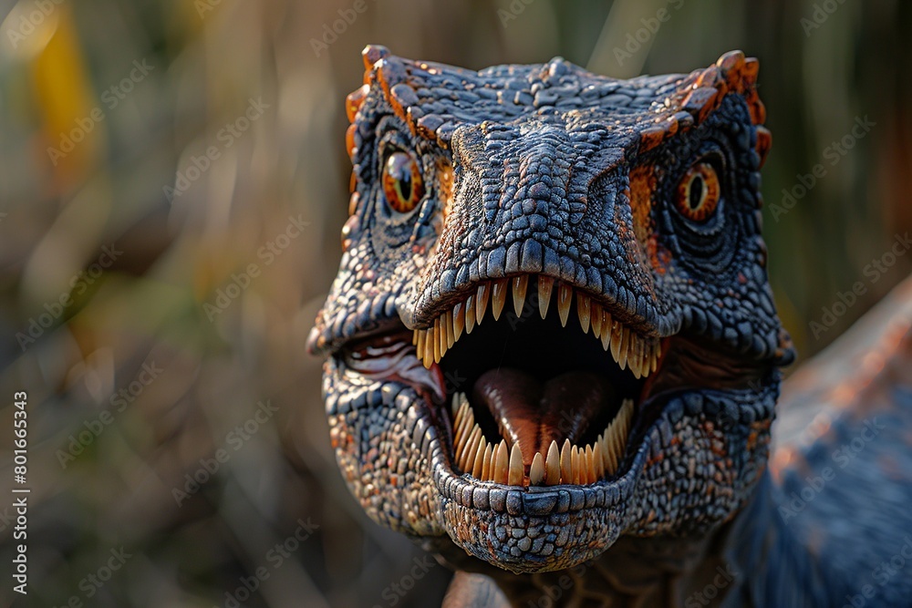 A professional photo captures the Velociraptor dinosaur in its natural ...