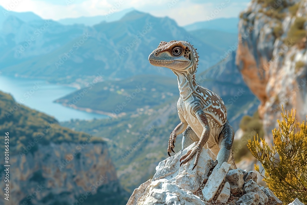 A professional photo captures the Velociraptor dinosaur in its natural ...