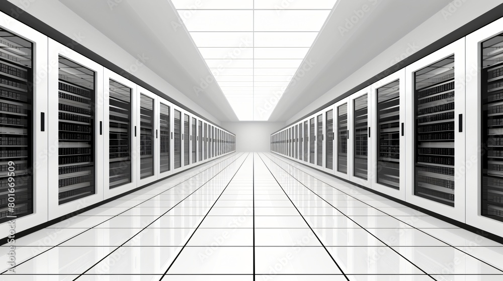 Data Center Corridor with Server Racks. High Internet Visualisation ...