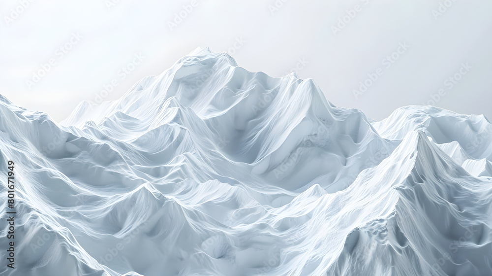 3D rendering of an abstract light white landscape background with white ...