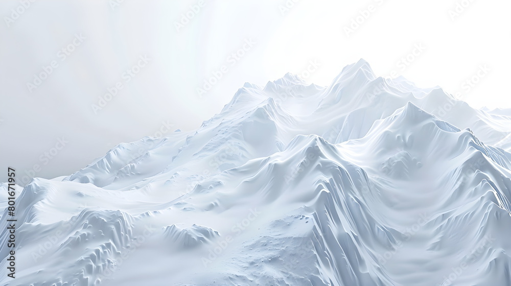 3D rendering of an abstract light white landscape background with white ...