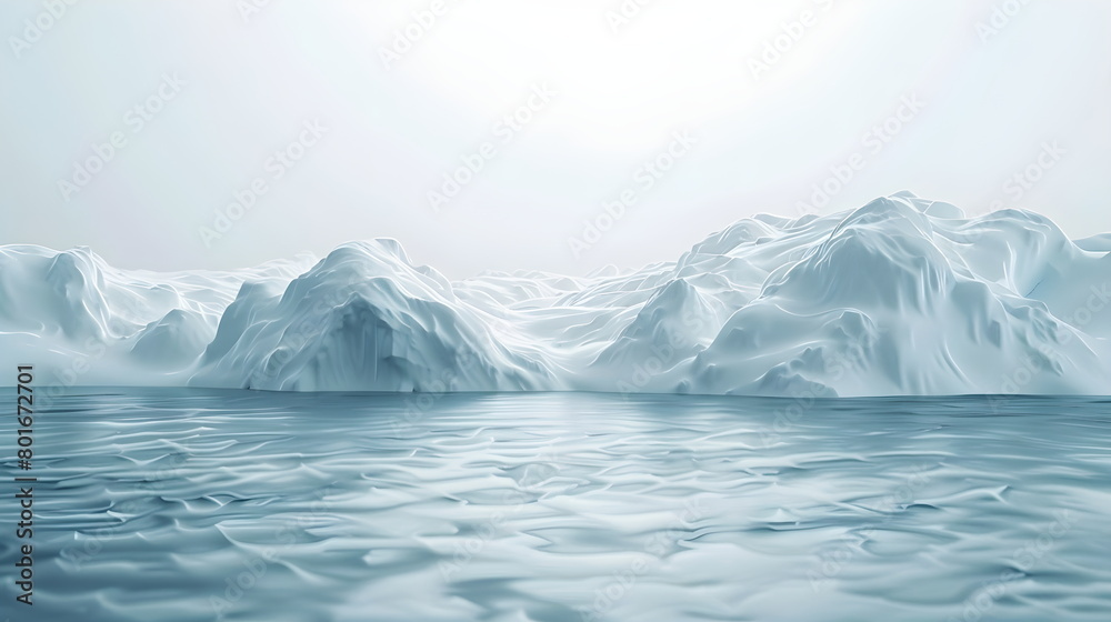 3D rendering of an abstract light white landscape background with a ...