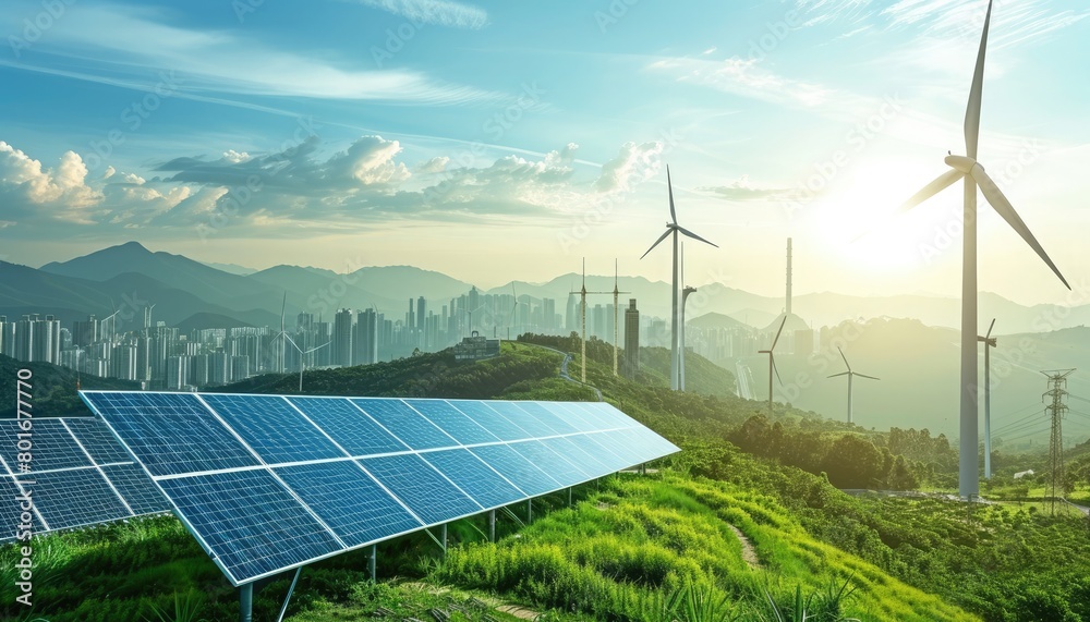 🌞 Solar Panels and Wind Turbines for Clean Energy 🌱 Renewable Solutions ...