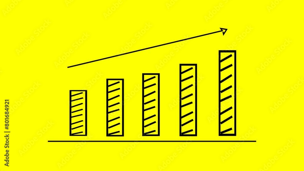 Motion animation footage displays a growth statistical curve with ...