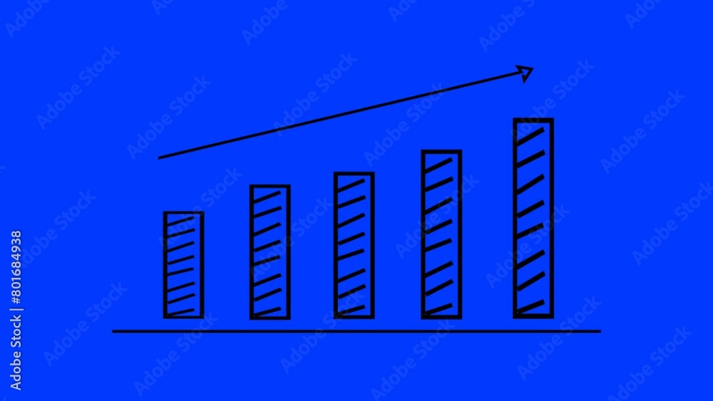 Motion animation footage displays a growth statistical curve with ...
