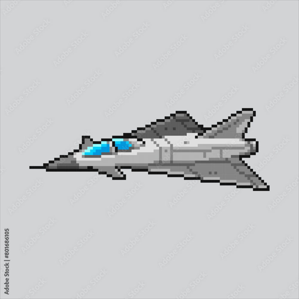 Pixel art illustration Military Jet. Pixelated Jet. Military Jet War ...