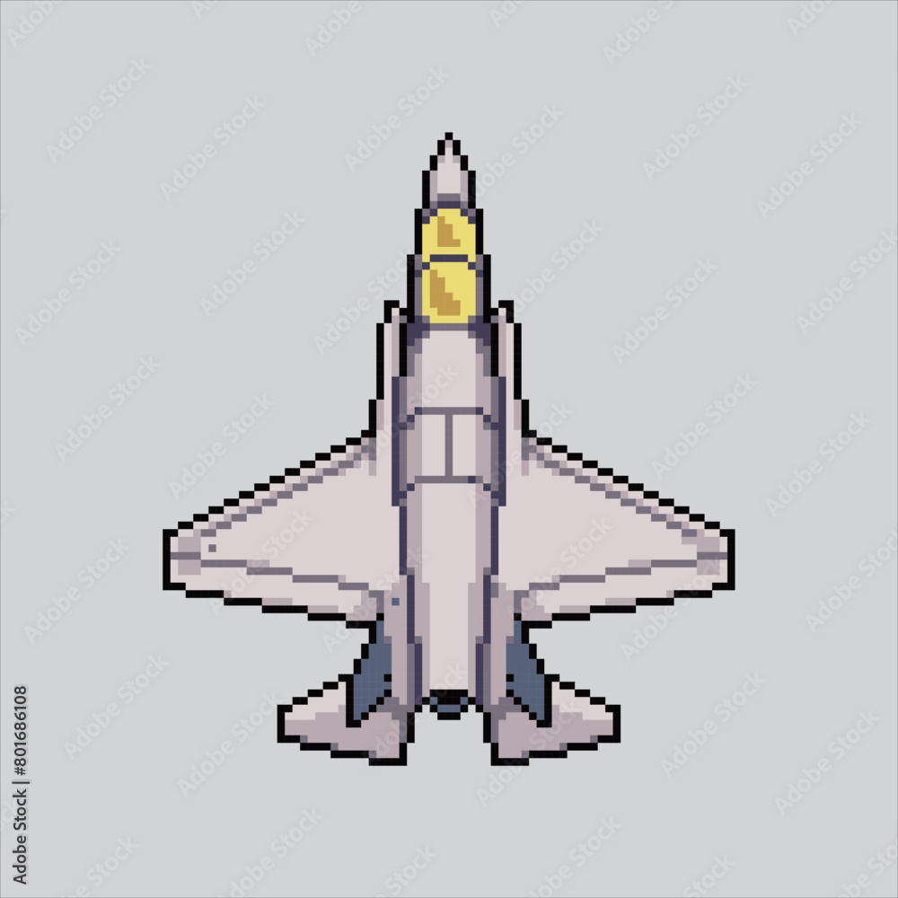 Vecteur Stock Pixel art illustration Military Jet. Pixelated Jet ...