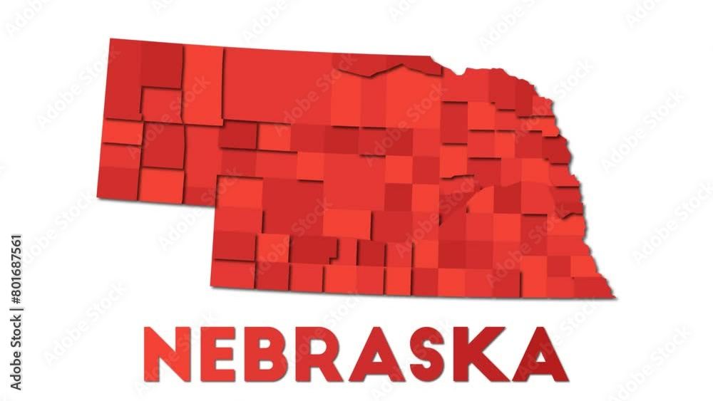 Nebraska map showing regions. Animated us state map with title. 4k ...
