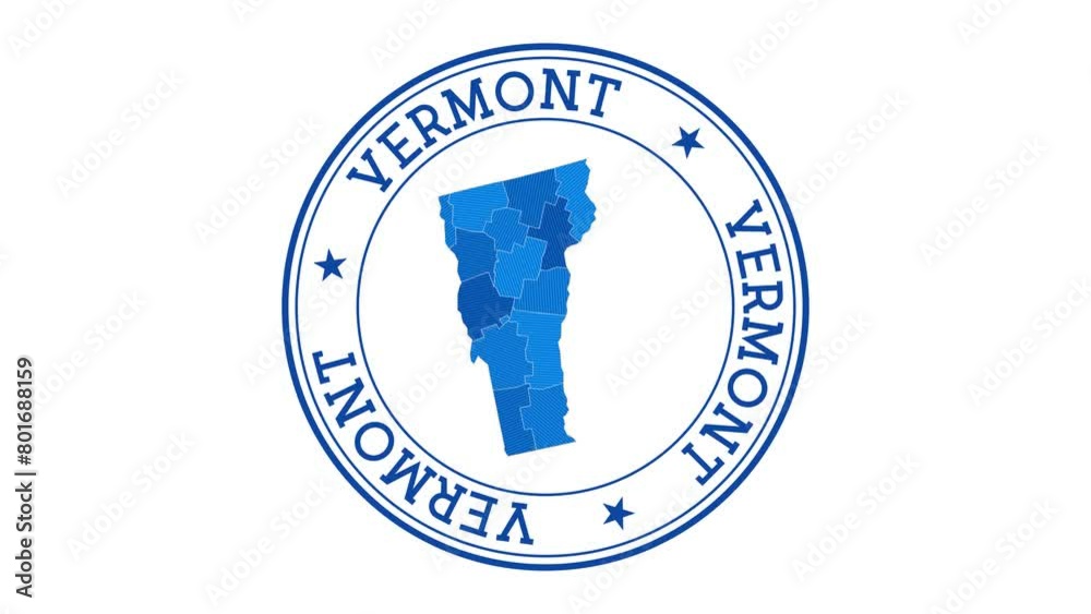 Vermont intro. Badge with the circular name and map of us state ...
