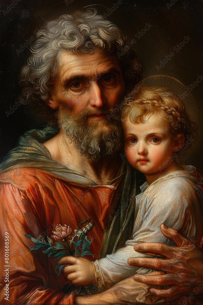 Tenderness of saint Joseph, a touching portrayal of the paternal love ...