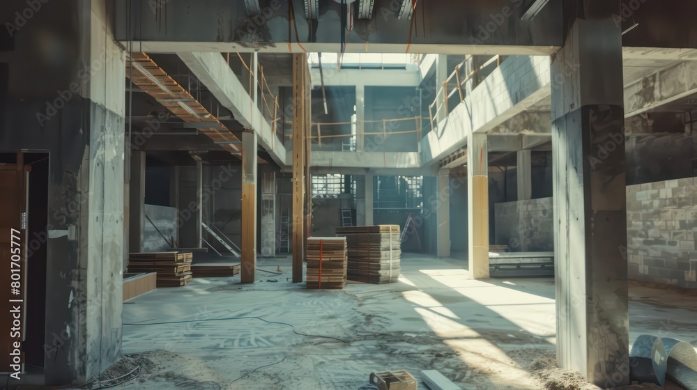 concrete construction, inside the building during construction Stock ...