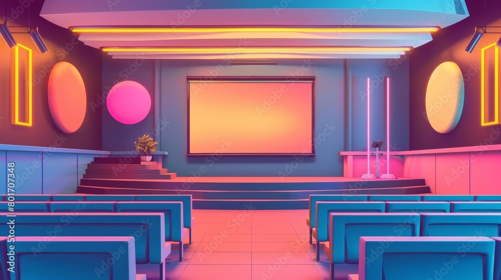 This digital classroom features a stage podium designed to present ...