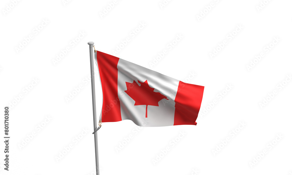 Canada flag maple tree leaf red white color dicut icon object ...
