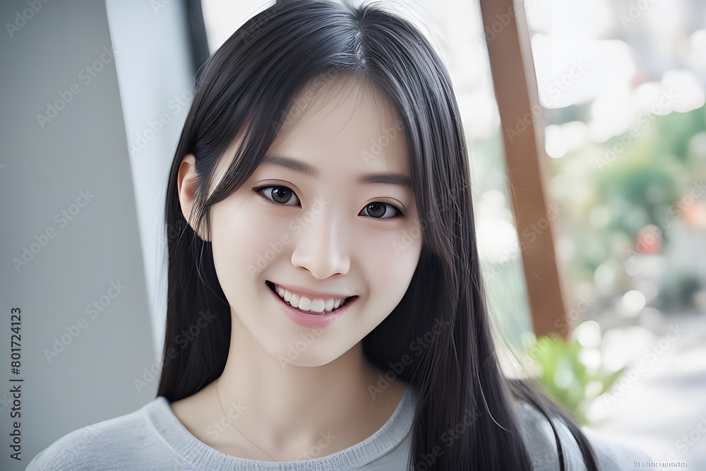 A normal korean woman, university student, 21 years old, long length ...