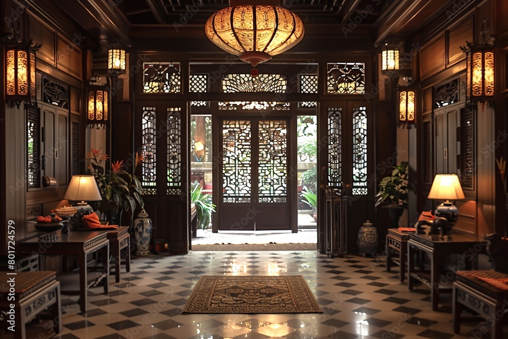 Cozy and beautiful traditional chinese living room interior design ...