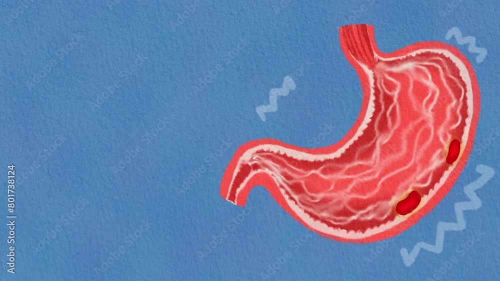 Peptic Ulcer Disease Cartoon Animation Background : Hand painting style ...