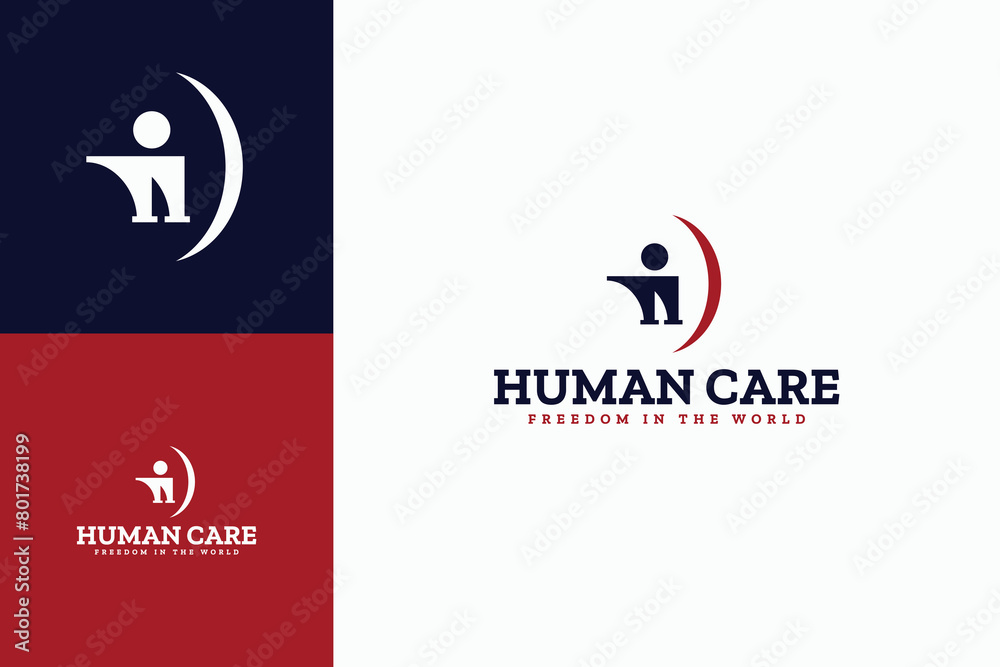 silhouette crescent human care symbol logo design vector illustration ...