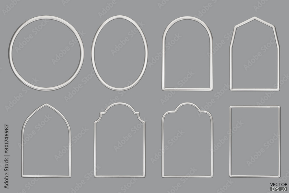 Simple stainless geometric frames. Luxury silver metallic borders for ...