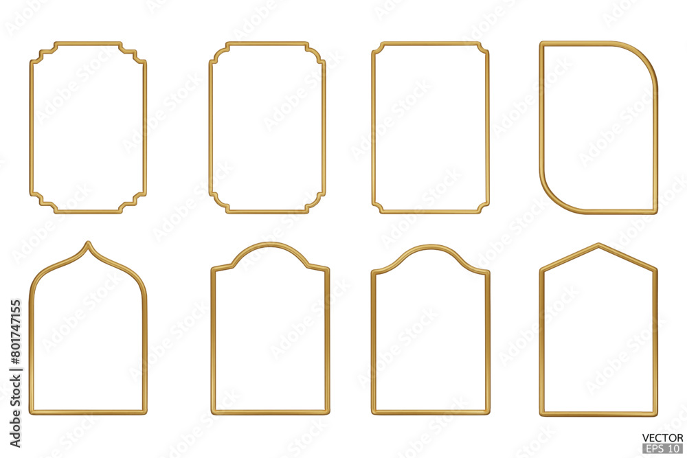 Simple golden geometric frames are isolated on white background. Luxury ...